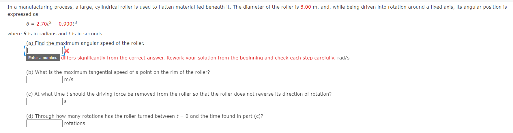 Solved expressed asθ=2.70t2-0.900t3where θ ﻿is in radians | Chegg.com