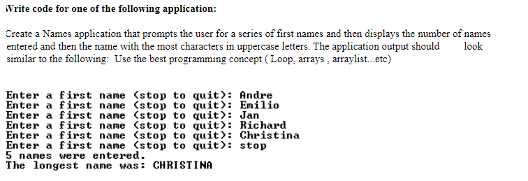 Solved Write code for one of the following application: | Chegg.com