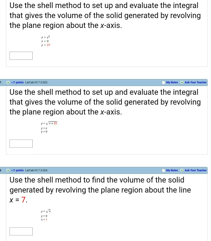 Solved Use the shell method to set up and evaluate the | Chegg.com
