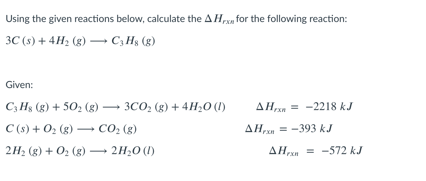 Solved Using The Given Reactions Below Calculate The Ahrxn