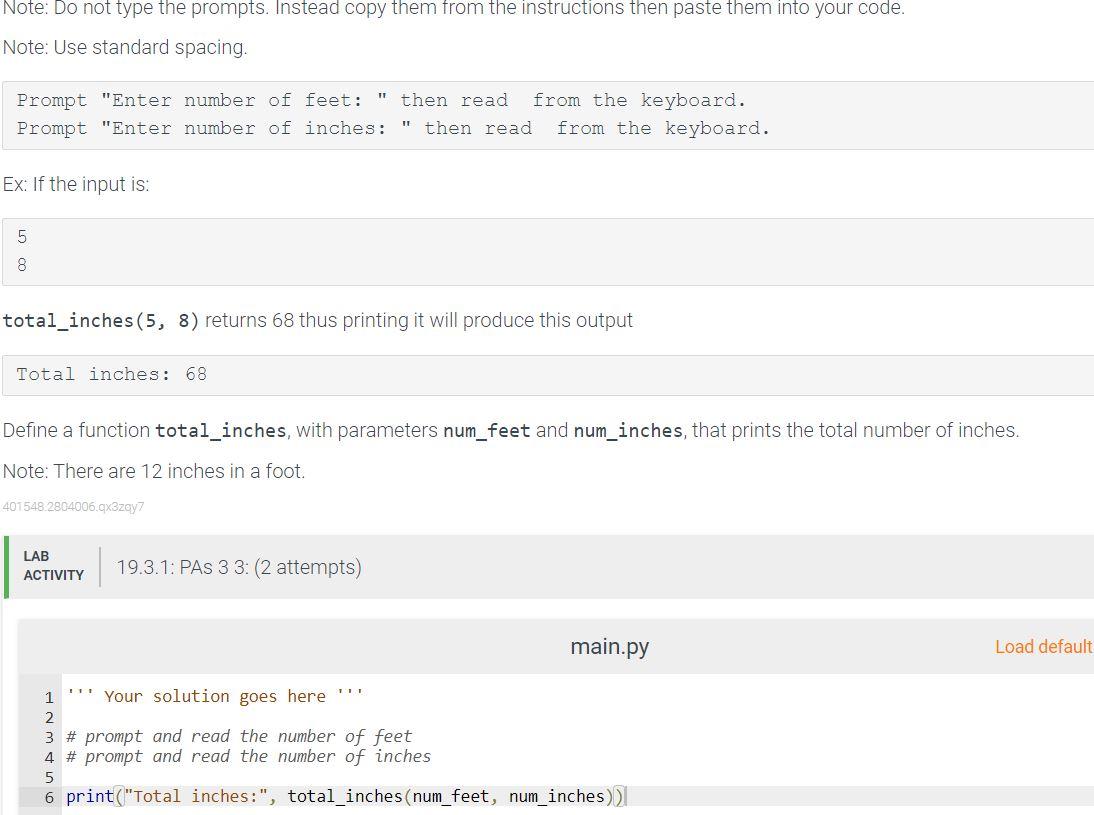 Solved Note: Use standard spacing. Prompt "Enter number of | Chegg.com