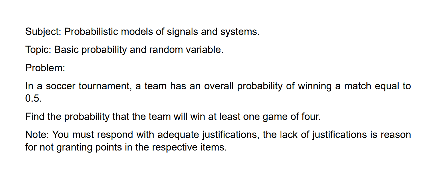 Solved Subject: Probabilistic models of signals and | Chegg.com