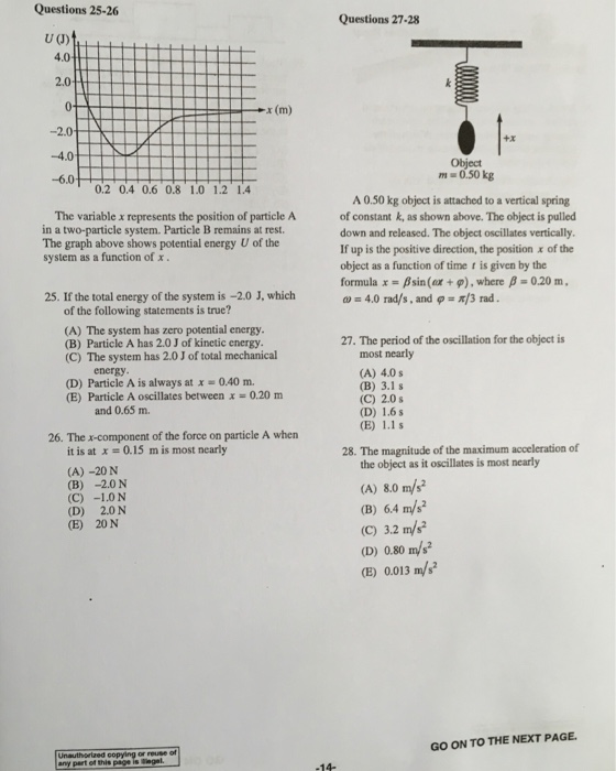 Solved Questions 25-26 Questions 27-28 U a) 4.0 2.0 x (m) | Chegg.com