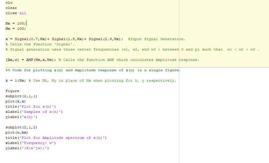 Task 1. Go through the function 'Signal.m' which | Chegg.com