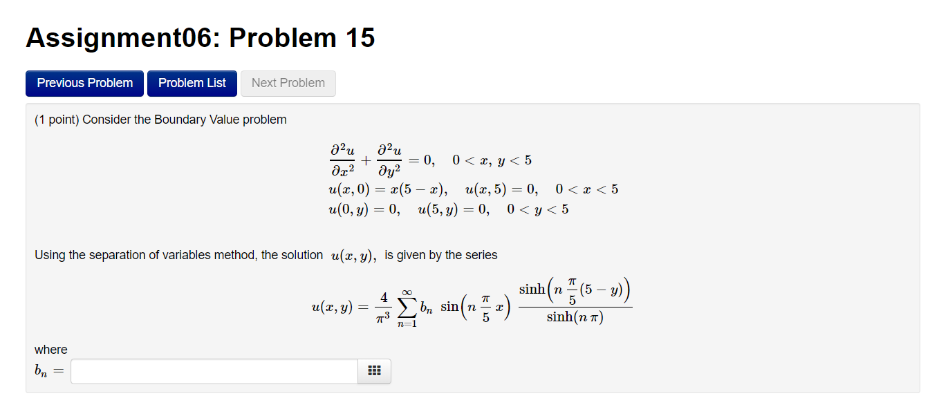 Solved Assignment06 Problem 15 Previous Problem Problem 