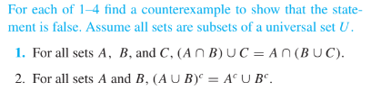 Solved For each of 1−4 find a counterexample to show that | Chegg.com