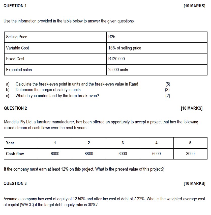 Solved Use the information provided in the table below to | Chegg.com
