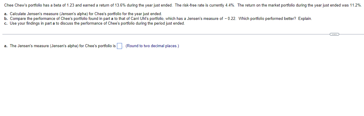 a. Calculate Jensen's measure (Jensen's alpha) for | Chegg.com