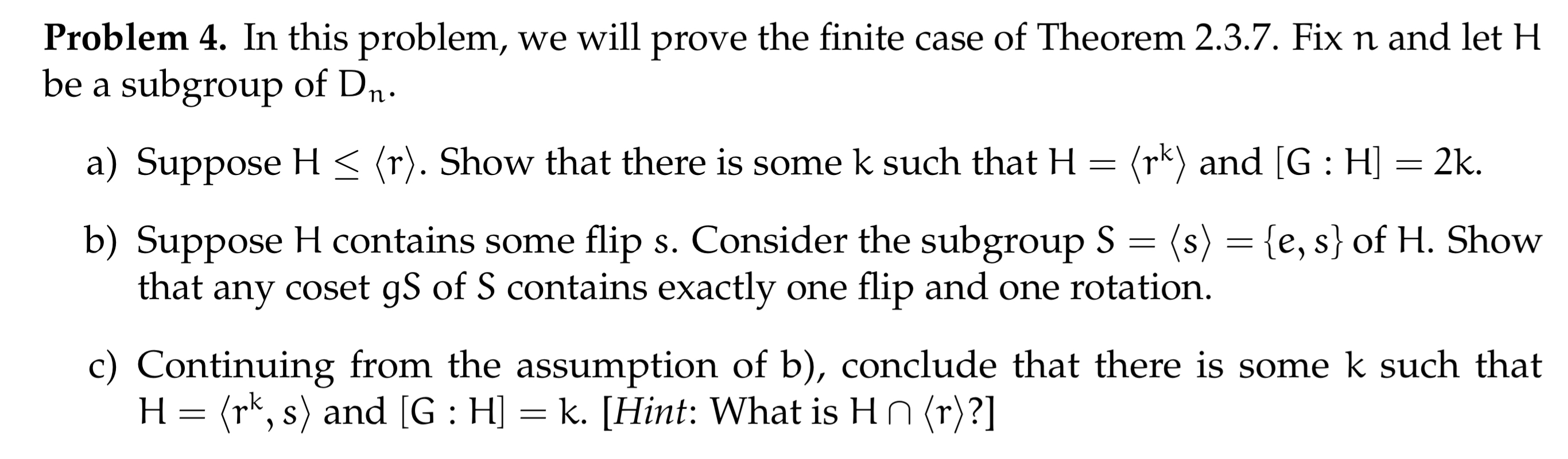 Solved Problem 4. ﻿In this problem, we will prove the finite | Chegg.com