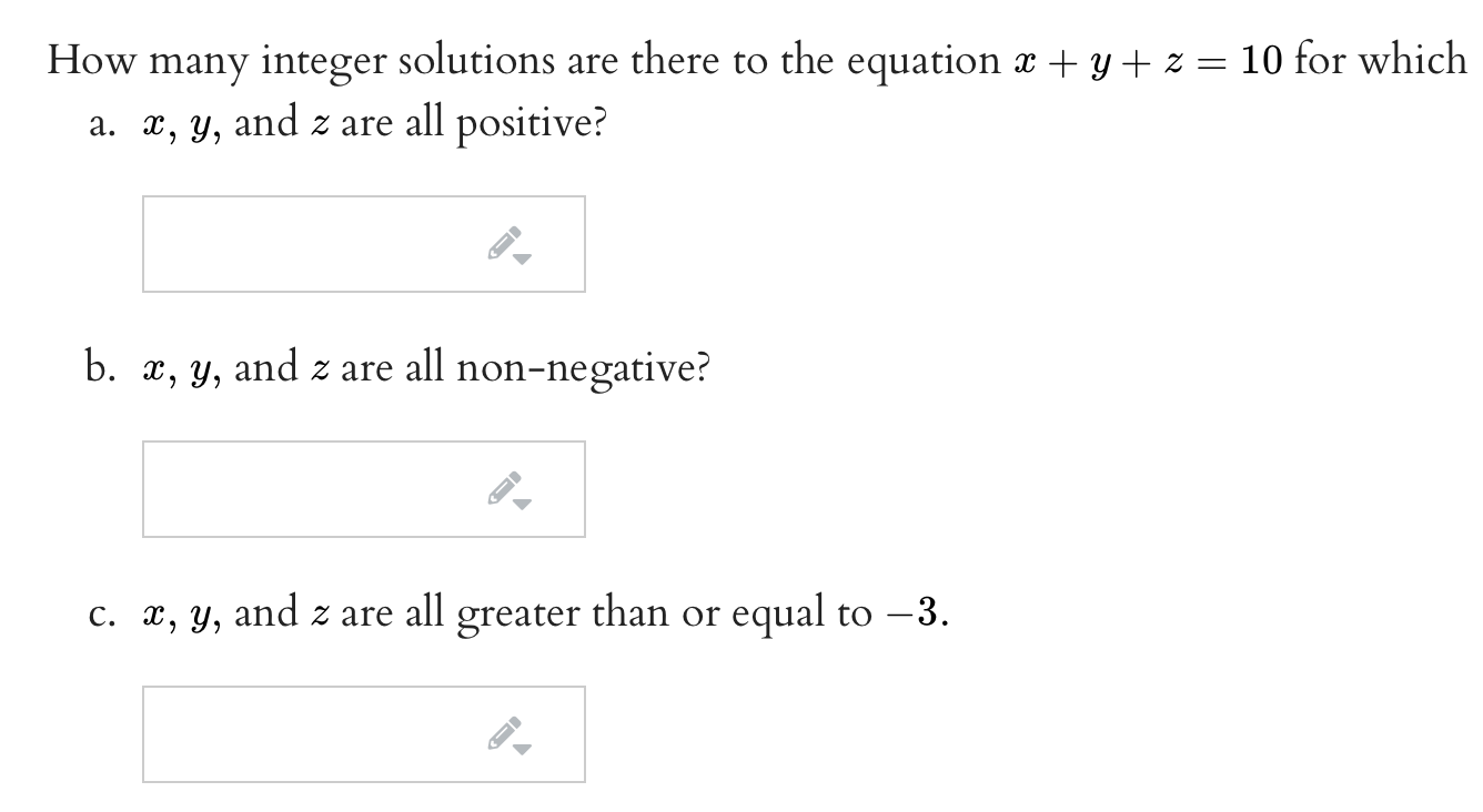 Solved How many integer solutions are there to the equation | Chegg.com