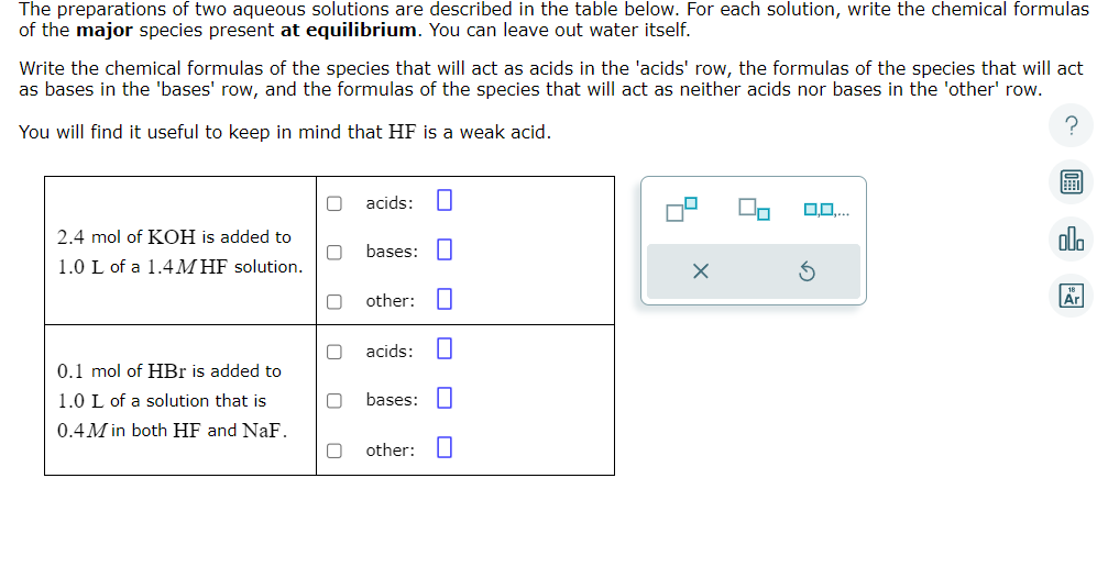 Solved The preparations of two aqueous solutions are | Chegg.com