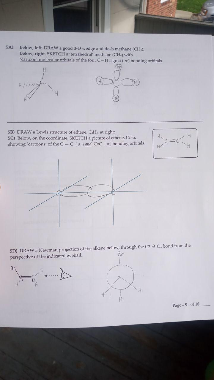 Solved 5A) Below, left, DRAW a good 3-D wedge and dash | Chegg.com
