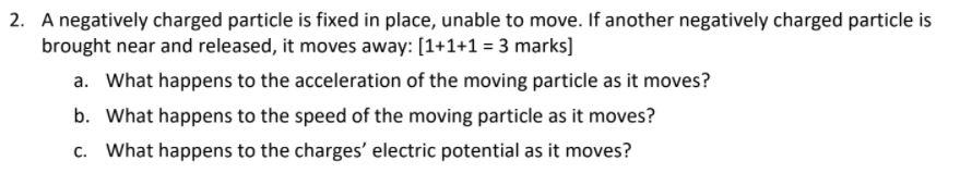 Solved 2. A negatively charged particle is fixed in place, | Chegg.com