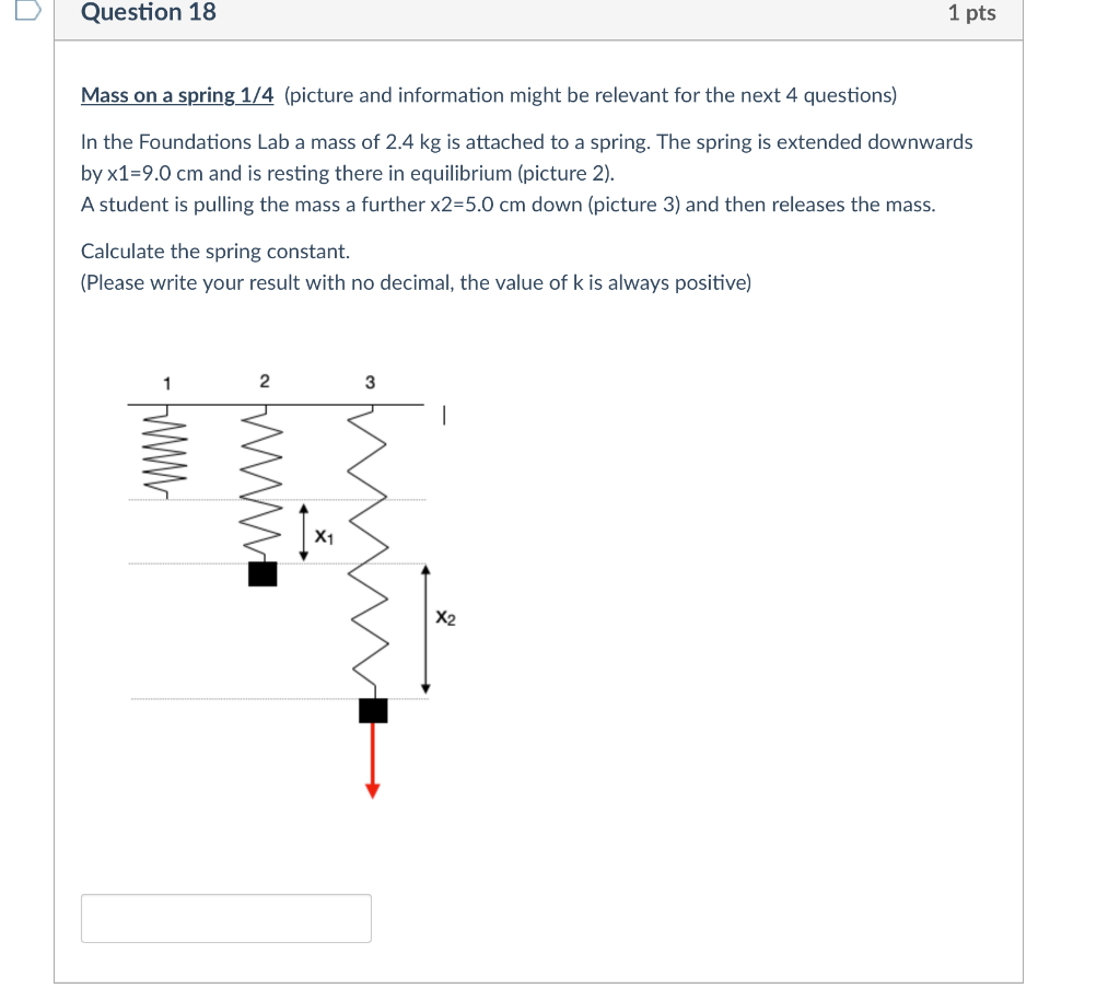 Solved Question 18 1 pts Mass on a spring 1/4 (picture and | Chegg.com