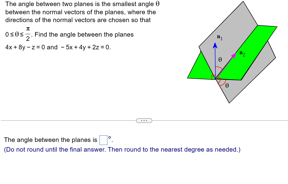 Solved The angle between two planes is the smallest angle θ | Chegg.com