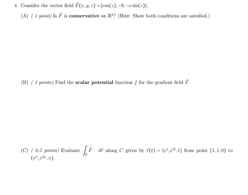 Solved 4. Consider the vector field | Chegg.com