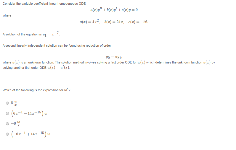 Solved Consider the variable coefficient linear homogeneous | Chegg.com