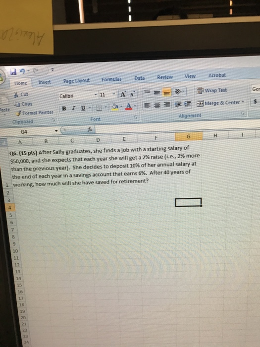 Solved Home Insert Page Layout Formulas Data Review View | Chegg.com