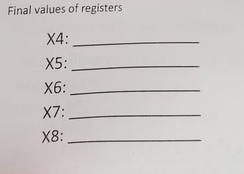 Solved Initial values of registers X4: 0x3F3F X5:30 X6: | Chegg.com