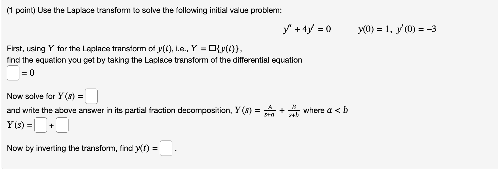 Solved (1 point) Consider the initial value problem \\[ | Chegg.com