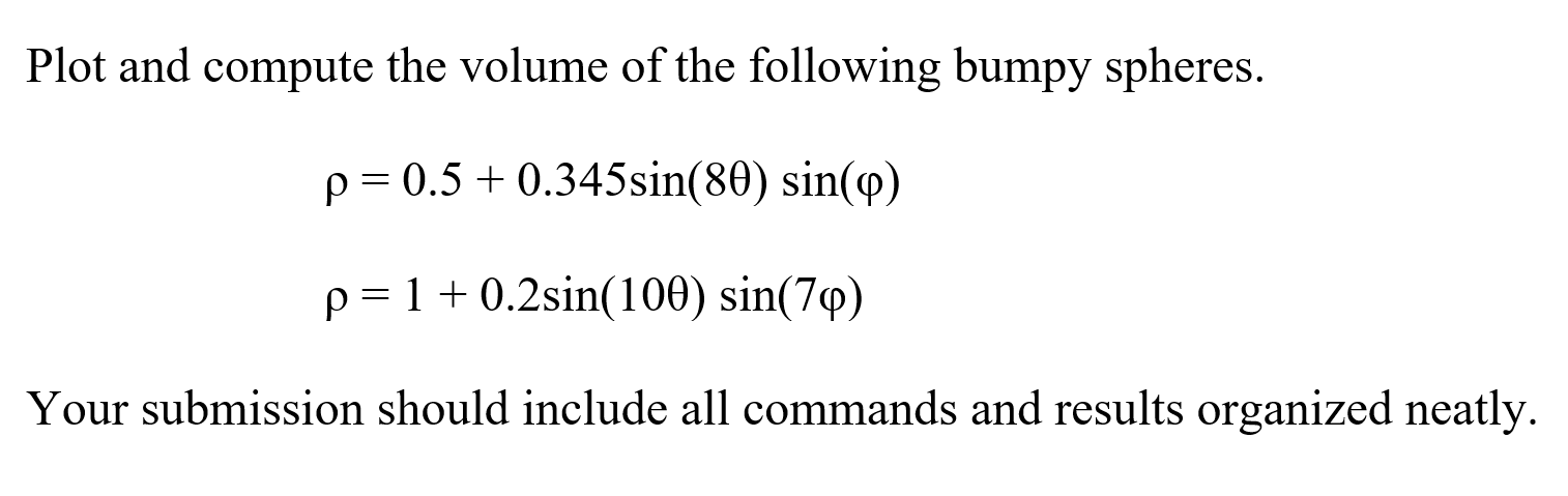 Solved Plot and compute the volume of the following bumpy | Chegg.com