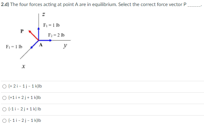 Solved 2.d) The four forces acting at point A are in | Chegg.com