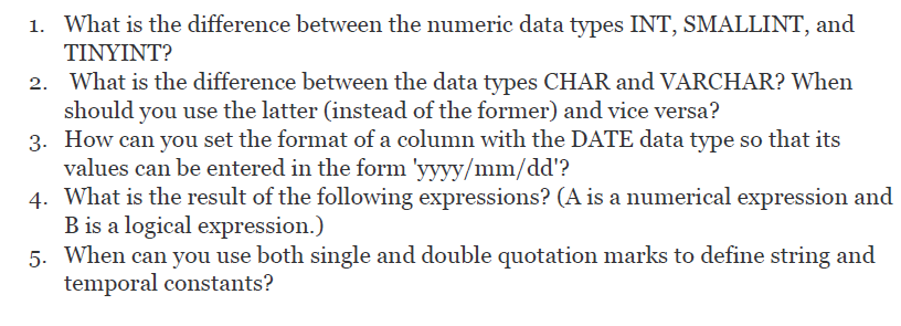 Solved 1. What is the difference between the numeric data | Chegg.com