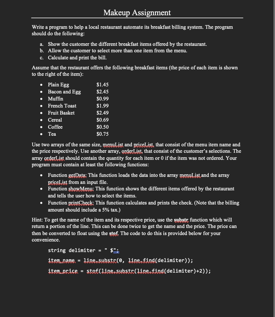 Solved Makeup Assignment Write a program to help a local | Chegg.com