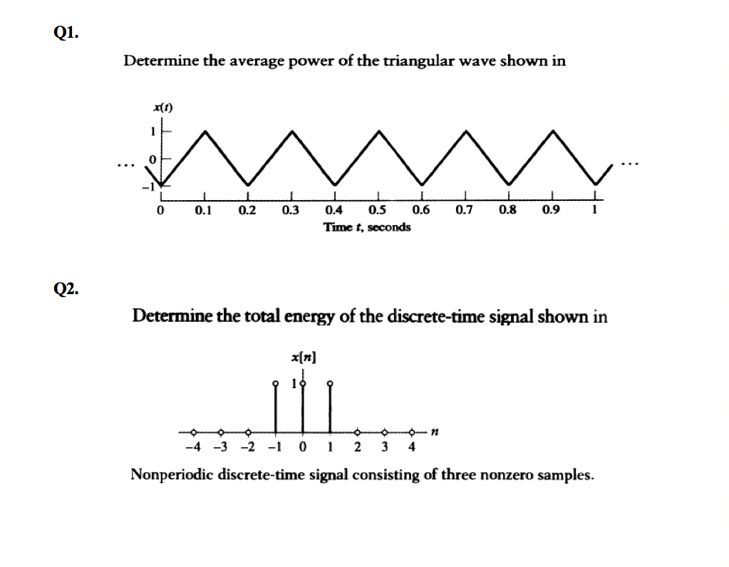 Solved Q1. Determine the average power of the triangular | Chegg.com