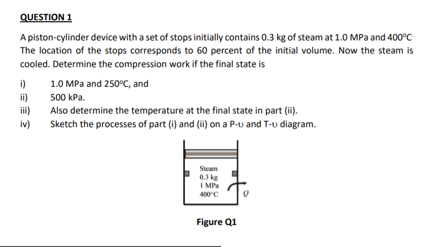 Solved QUESTION 1 A piston-cylinder device with a set of | Chegg.com