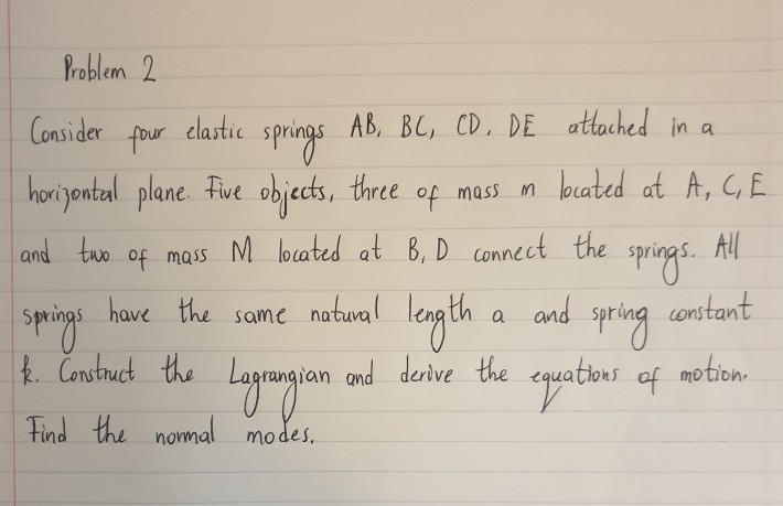 Solved Problem 2 Consider four elastic springs AB, BC, CD, | Chegg.com