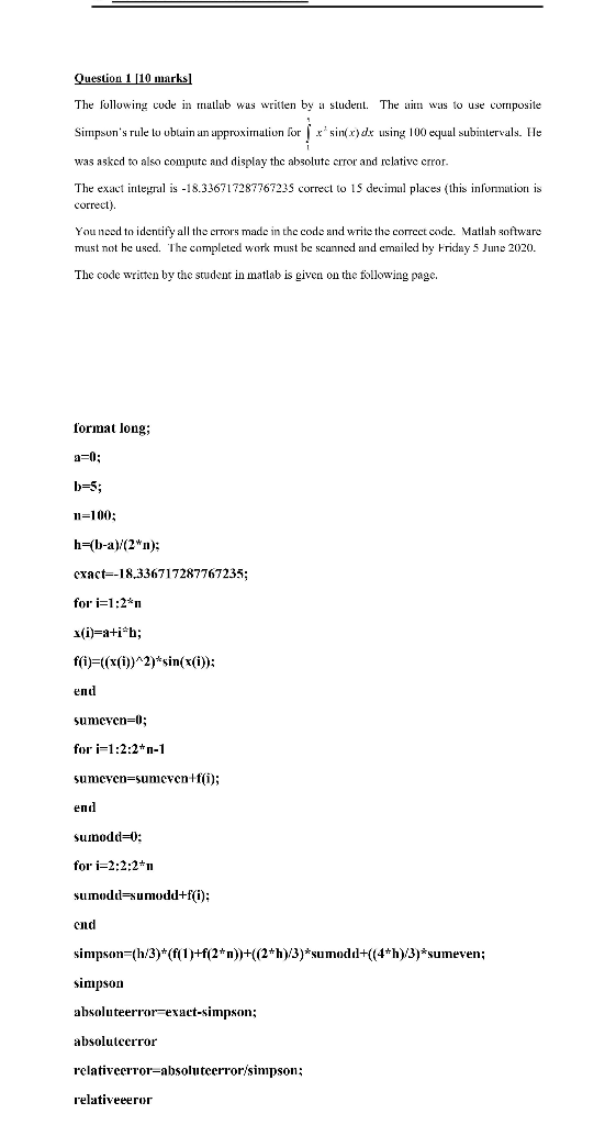 Solved The Question is to identify errors and write the | Chegg.com