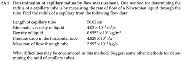 Solved .2 Determination of capillary radius by flow | Chegg.com