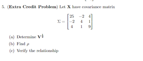 Solved 5. (Extra Credit Problem) Let X have covariance | Chegg.com