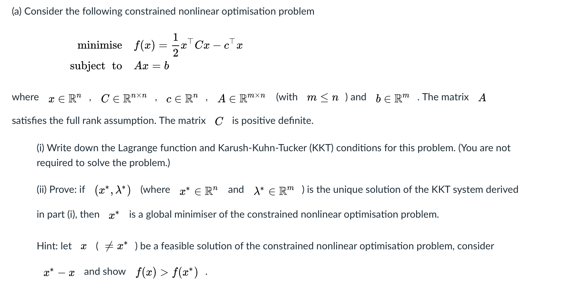Solved (a) Consider the following constrained nonlinear | Chegg.com