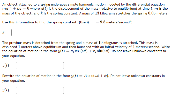 Solved An object attached to a spring undergoes simple | Chegg.com