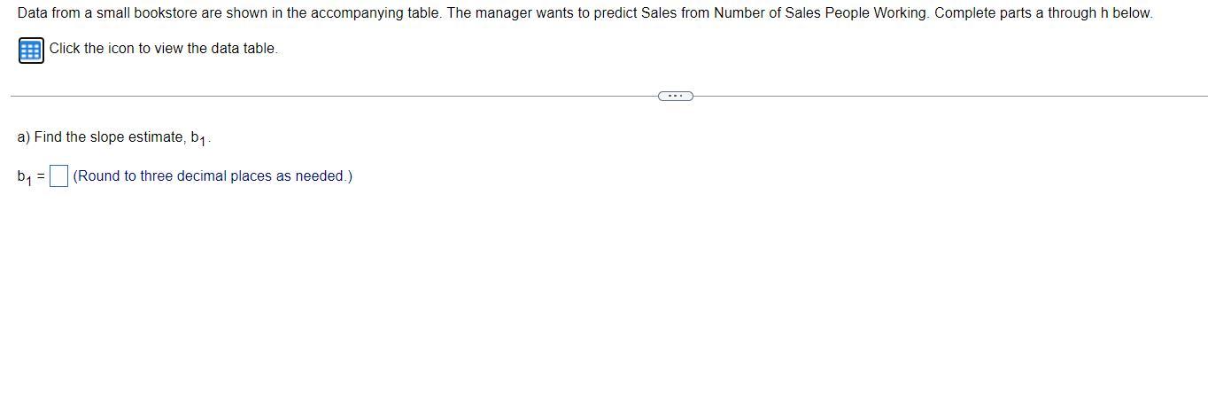 Solved Data tableData from a small bookstore are shown in | Chegg.com