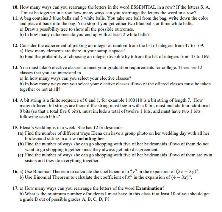 Solved 10. How many ways can you rearrange the letters in | Chegg.com