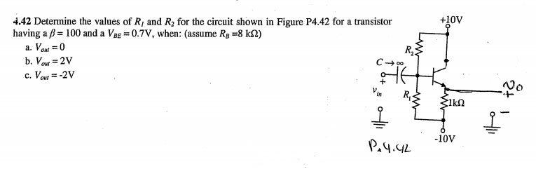 Solved 4.42 Determine the values of R and R2 for the circuit | Chegg.com