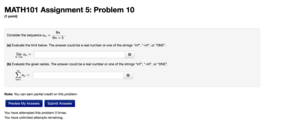 Solved MATH101 Assignment 5: Problem 10 (1 point) Consider | Chegg.com