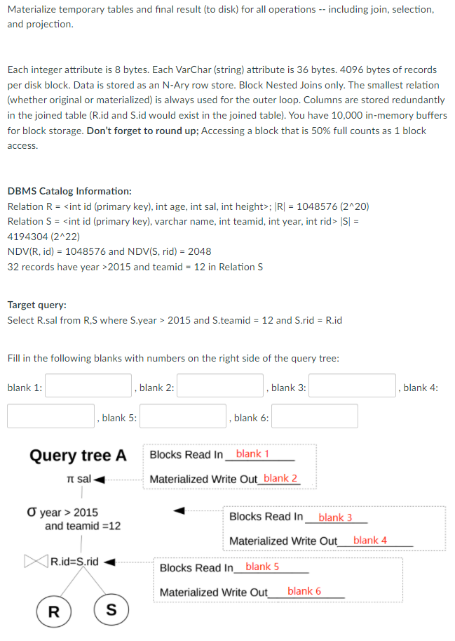 Solved Materialize temporary tables and final result (to | Chegg.com