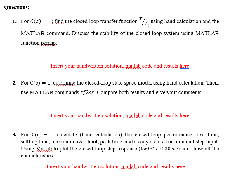 Solved System description: Heat exchanger temperature | Chegg.com