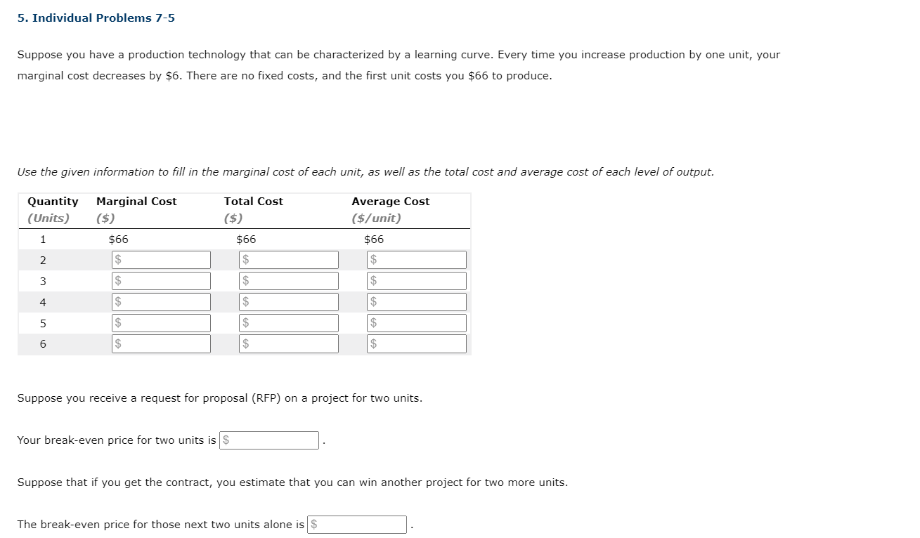 Solved 5. Individual Problems 7-5 Suppose you have a | Chegg.com