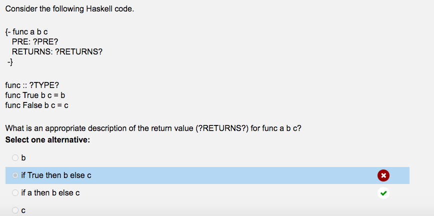 Solved Consider The Following Haskell Code { Func A B C