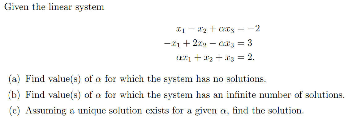 Given the linear system | Chegg.com