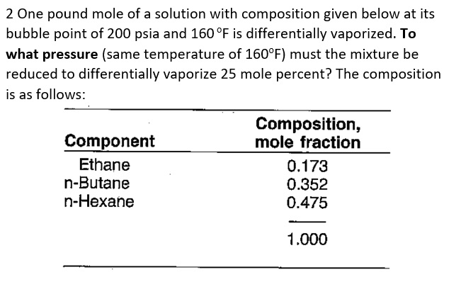 Solved 2 One pound mole of a solution with composition given | Chegg.com