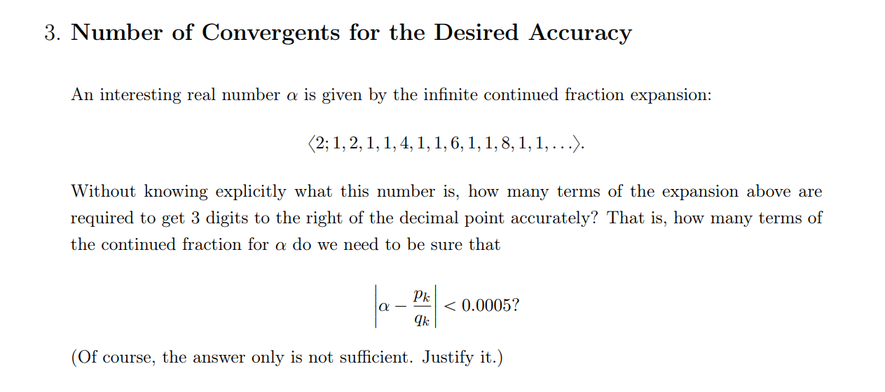 Solved Number of Convergents for the Desired Accuracy An | Chegg.com