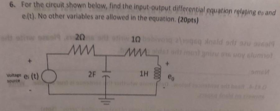Solved 6. For the circuit shown below, find the input-output | Chegg.com