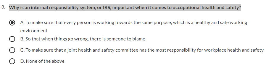 Solved Why is an internal responsibility system, or IRS, | Chegg.com
