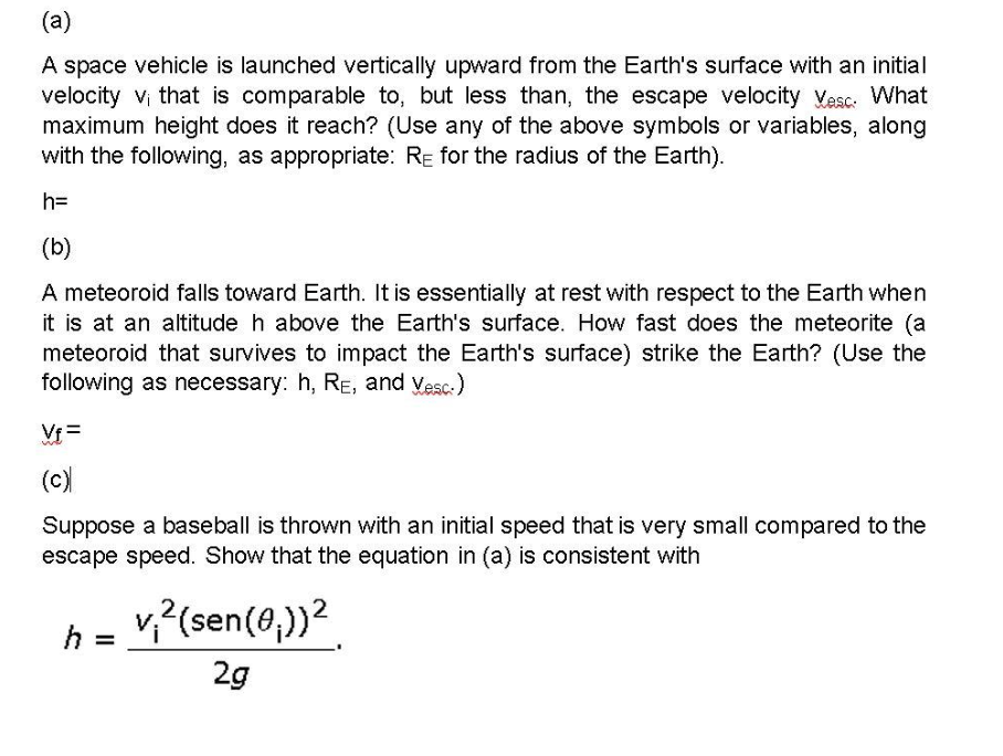 Solved A space vehicle is launched vertically upward from | Chegg.com